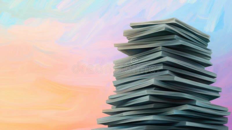 A Painting of a Stack of Books on Top of Each Other, AI Stock Photo ...