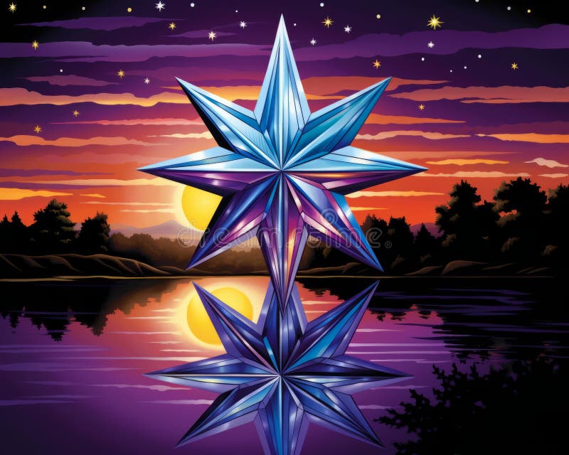 A Painting of a Star with a Reflection in the Water Stock Illustration ...