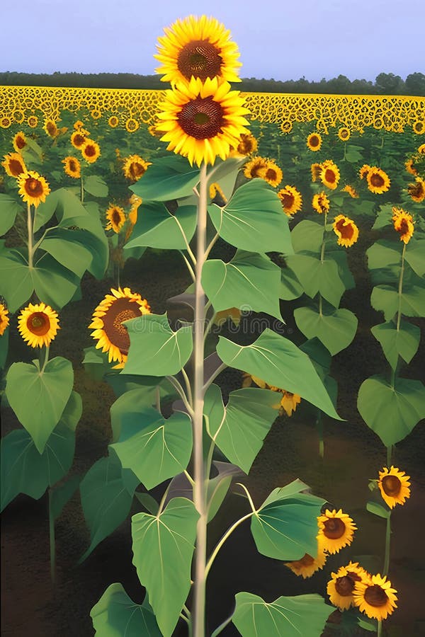 A Painting of a Sunflower with the Word Sunflower on it Stock ...
