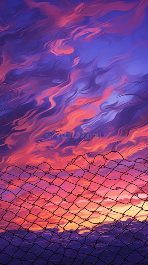 A Beautiful Sunset Captured Behind a Delicate Net Stock Illustration ...