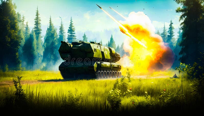 Painting of Tank with Rocket Coming Out of it. Generative AI Stock ...