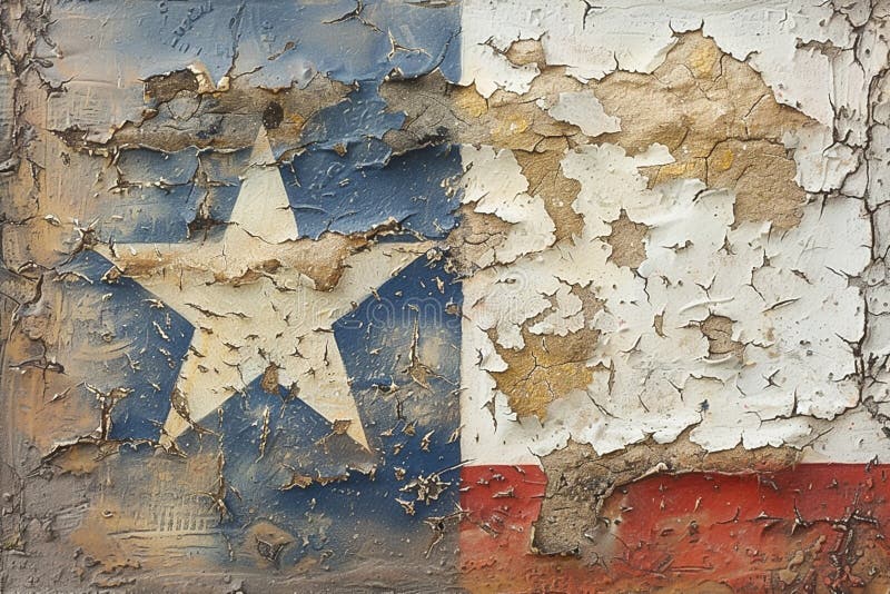 Painting of a Texas Flag Painted on a Wall with Peeling Paint Stock ...