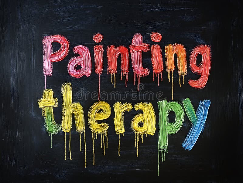 Painting Therapy Text Written on a Blackboard. Stock Image - Image of ...