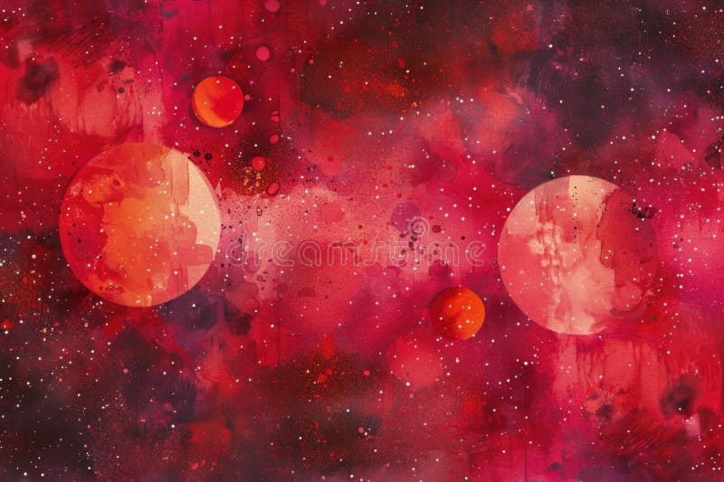 A Painting of Three Red Planets in Space. Suitable for Astronomy and ...