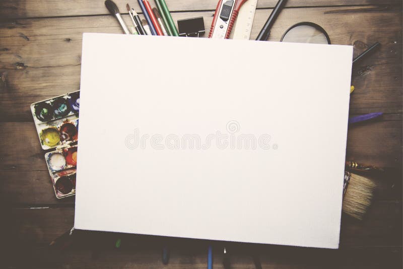 Painting tools and canvas stock image. Image of design - 109555599