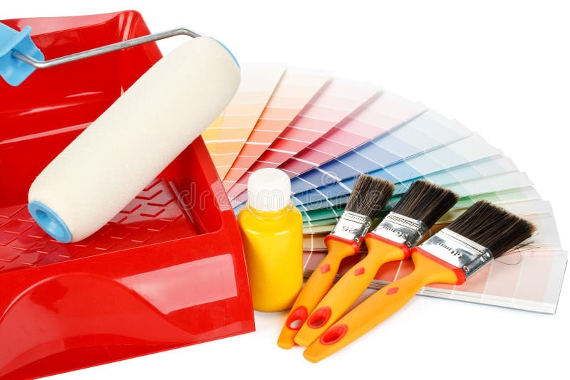 Painting Tools and Color Guide Stock Photo - Image of palette, brush ...