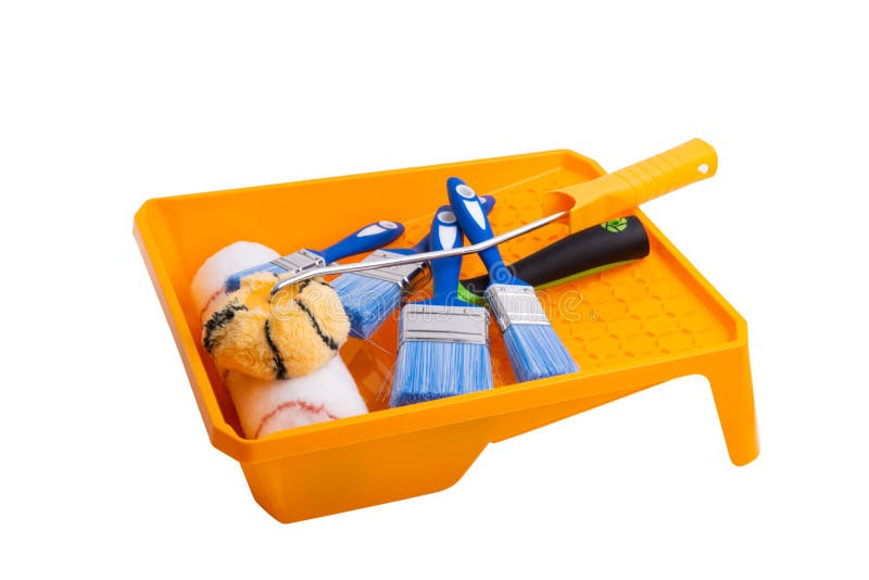 Painting Tools in Tray Isolated Stock Photo - Image of isolated, white ...