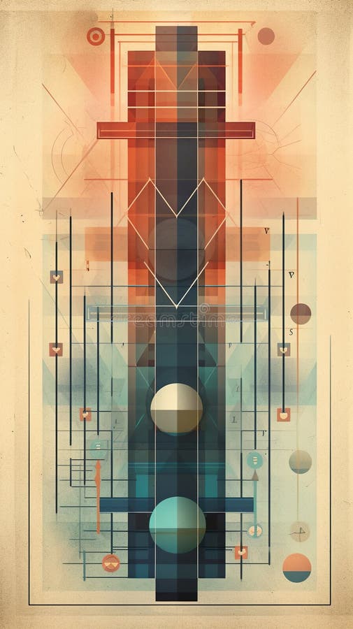 A Painting of a Tower Surrounded by Geometric Shapes. Generative AI ...