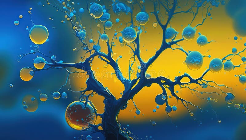 A Painting of a Tree with Lots of Bubbles on it Stock Illustration ...