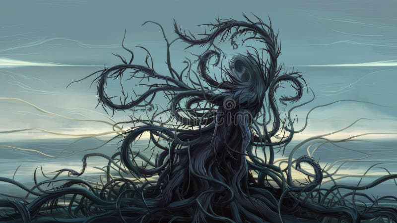 A Painting of a Tree with Many Branches and Roots, AI Stock Image ...