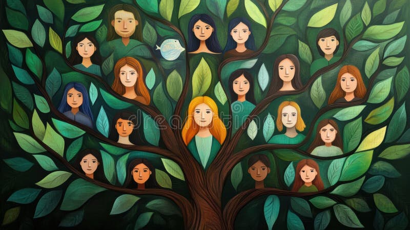 A Tree with Many Icons and Symbols on it, AI Stock Image - Image of ...