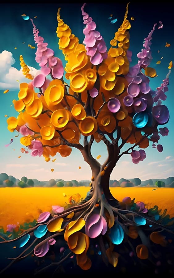 A Painting of a Tree with the Words the Word on it Stock Illustration ...
