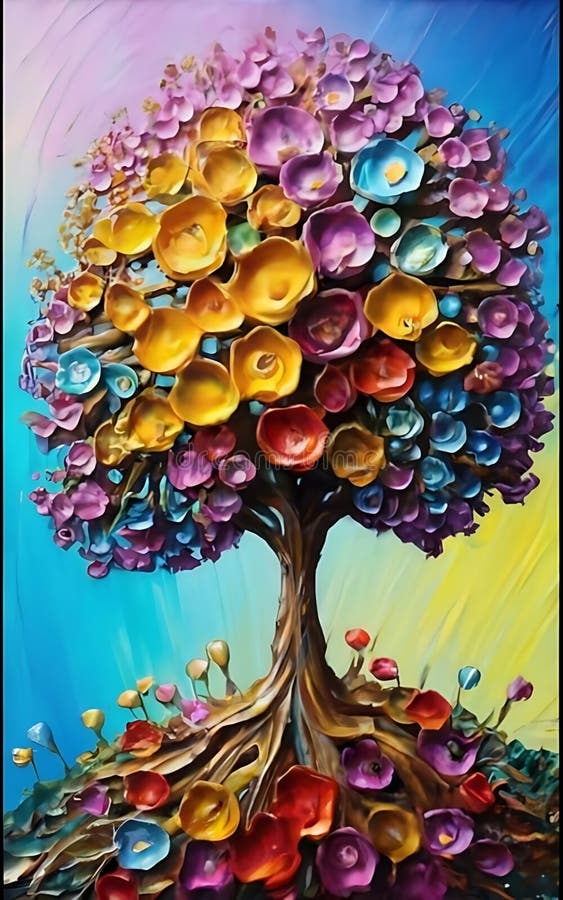 A Painting of a Tree with the Words the Word on it. Stock Illustration ...