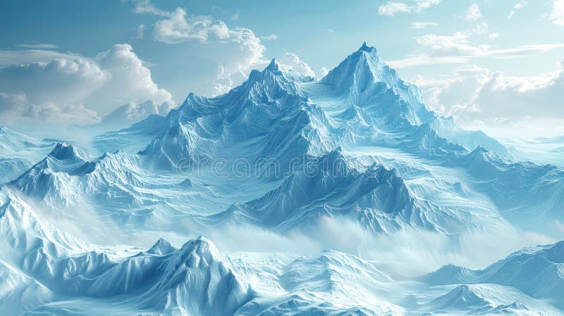 A Painting of a Vast Icy Mountain Range Stock Illustration ...