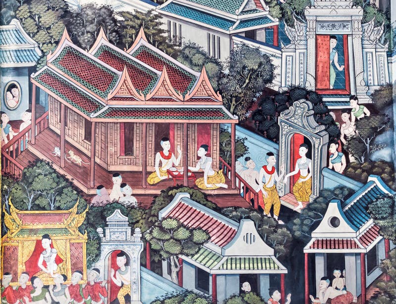 Painting Wat Po stock image. Image of pillar, building - 38870515