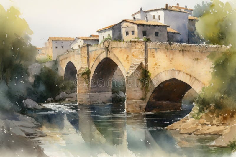 Bridge Drawing Medieval Stock Illustrations – 741 Bridge Drawing ...