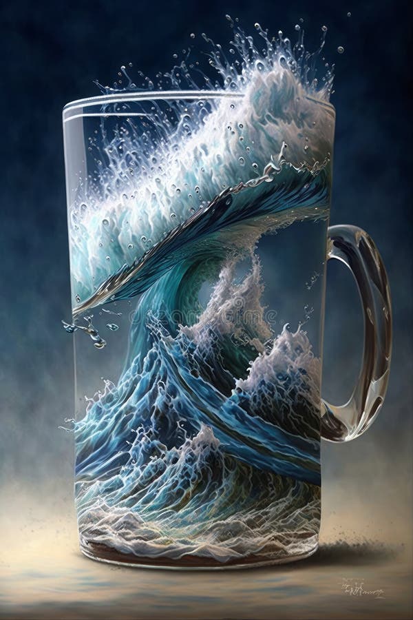 Painting of Wave Crashing into Coffee Cup. Generative AI Stock ...
