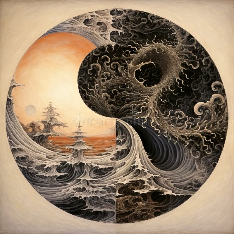 A Painting of a Wave and a Ship in the Ocean. Generative AI Image ...