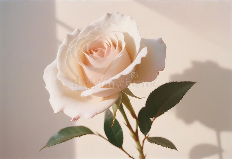 A Painting of a White, Beige Rose Stock Illustration - Illustration of ...
