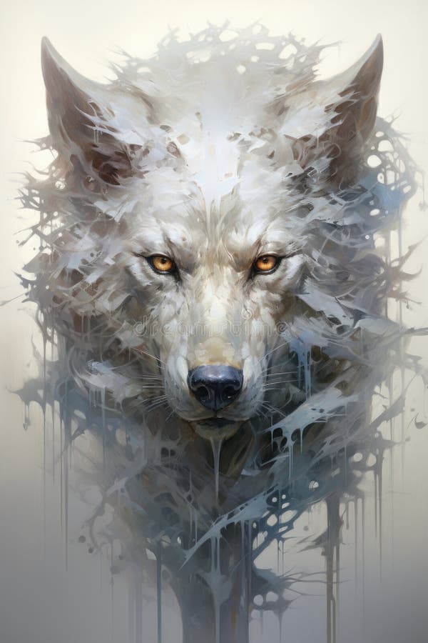 A Painting of a Wolf with a Lot of Paint on it, AI Stock Illustration ...