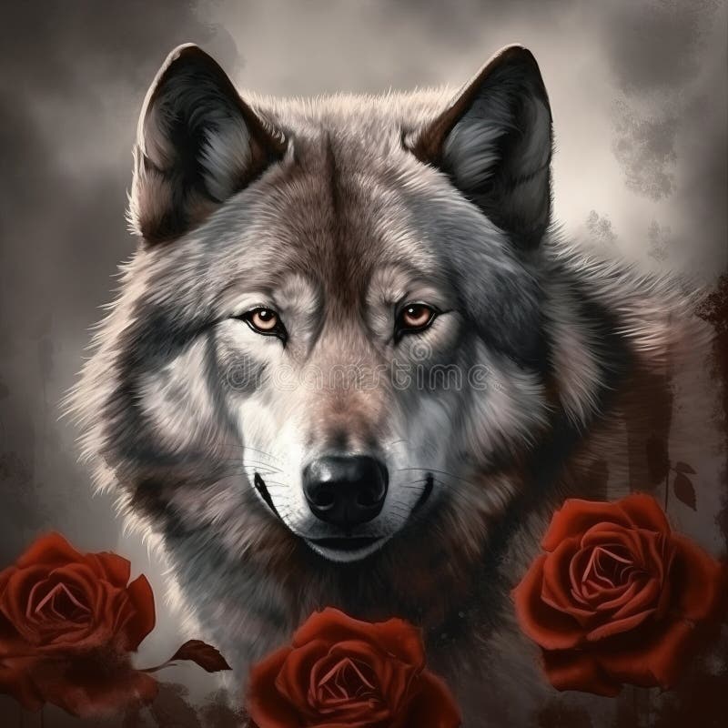 A Painting of a Wolfs Head on a White Background Stock Illustration ...