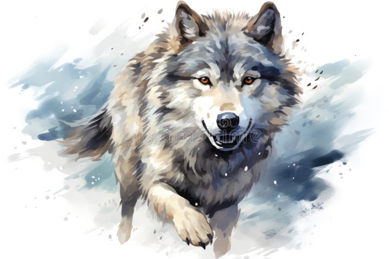 A Painting of a Wolf Running on the Ground, AI Stock Illustration ...