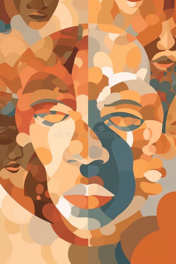 A Painting of a Woman S Face with Many Different Faces. Generative AI ...