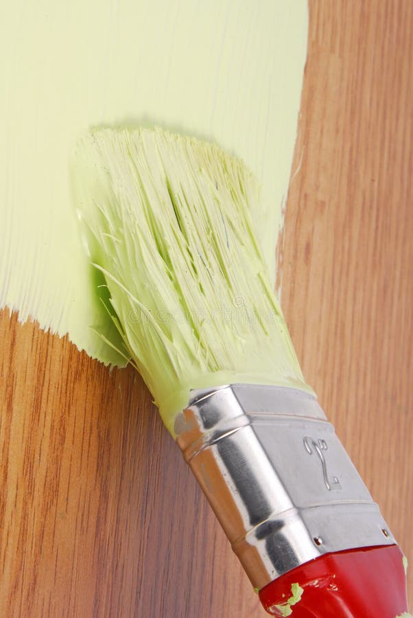 Boy Painting Wood Project Yellow Stock Image - Image of artist, male ...