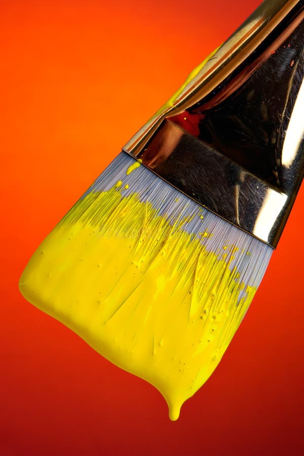 Painting in yellow stock image. Image of bristle, design - 1561115