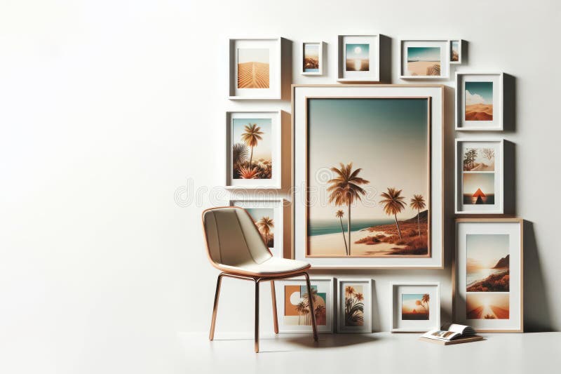 Paintings with Different Landscapes of Nature on a Clean Background ...