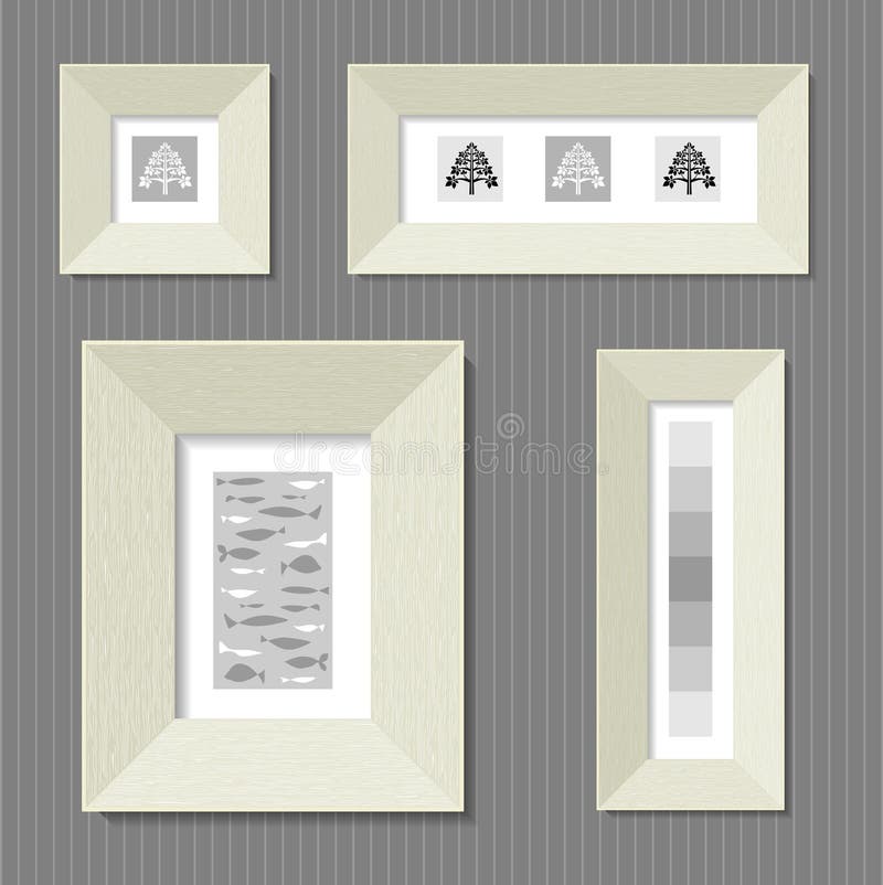 Paintings in wide frames stock illustration. Illustration of trees ...