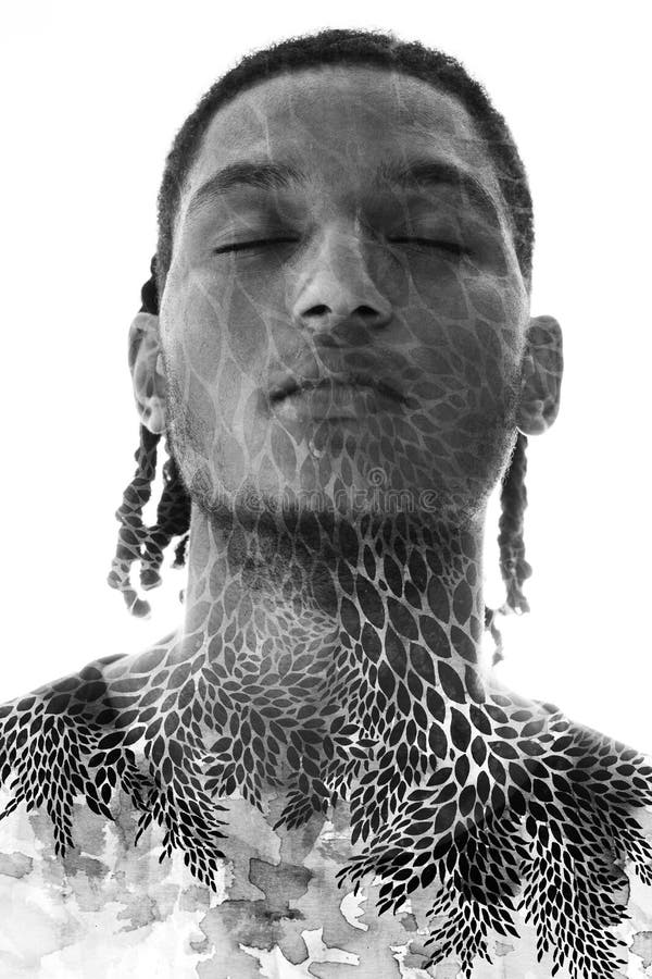 Paintography. Hand Drawn Element Combined with a Portrait Stock Image ...