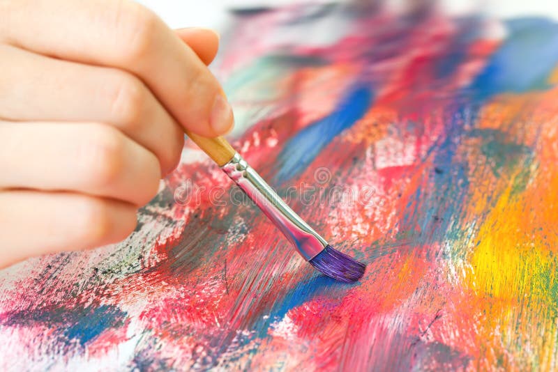 Hand and paint brush stock image. Image of craft, female - 17818181