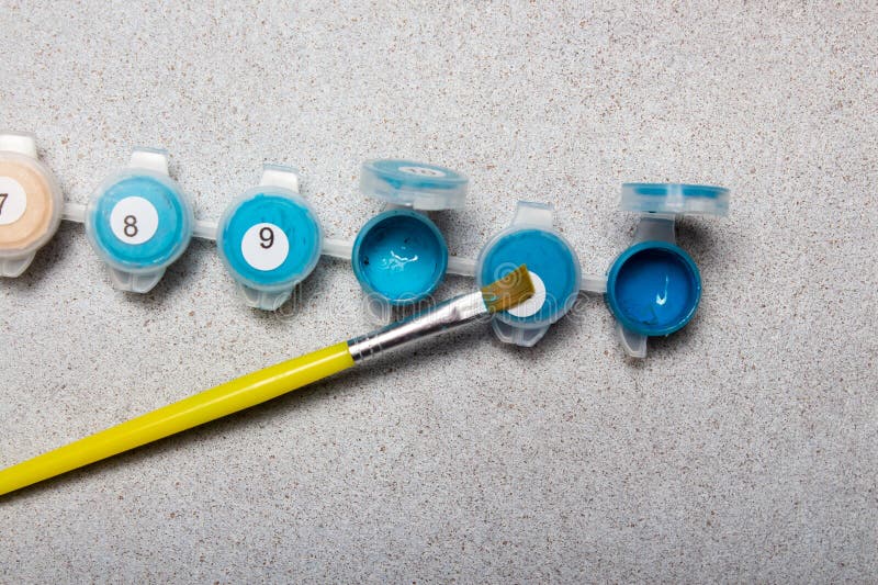 Paints, Brushes for Painting by Numbers Activity. Hobby and Leisure ...