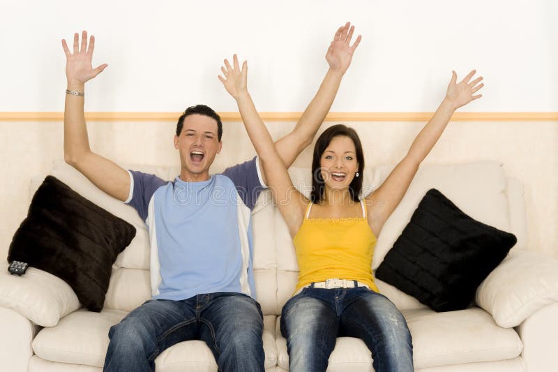 Pair stock image. Image of persons, friends, woman, sofa - 10083647