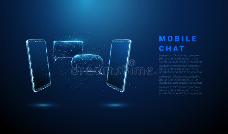 Pair of Abstract Blue Phones with Chat Bubbles Stock Vector ...