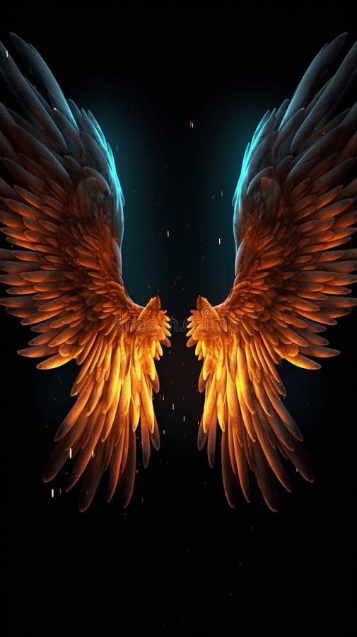 Pair of Angel Wings with Glowing Light. Generative Ai Stock ...