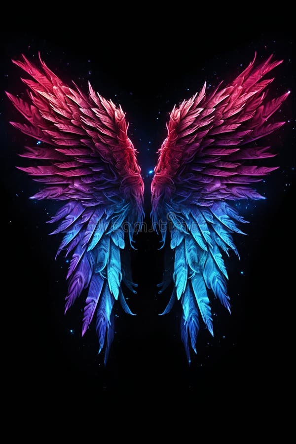 Pair of Angel Wings with Glowing Light. Generative Ai Stock ...