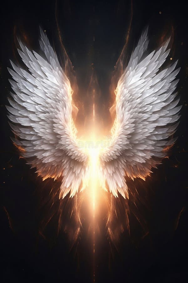 Pair of Angel Wings with Glowing Light. Generative Ai Stock ...