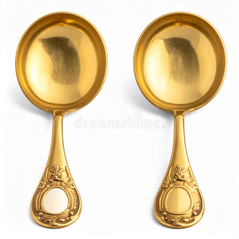 Pair of Antique Gold Spoons on White Background Stock Illustration ...