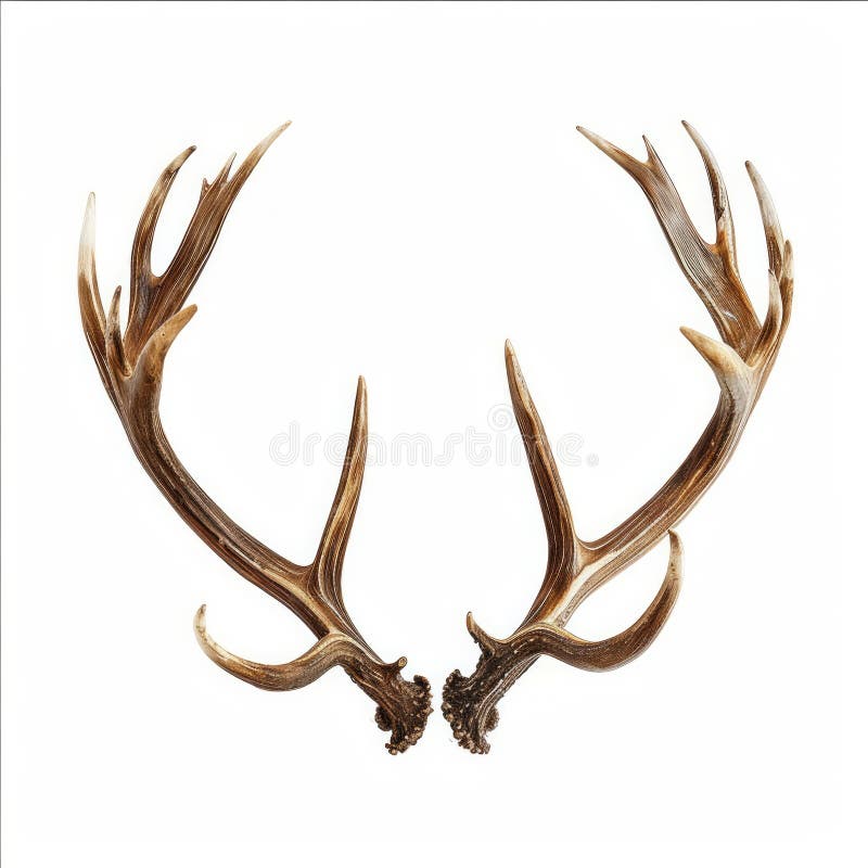 Pair of Antlers on White Background Stock Image - Image of isolated ...