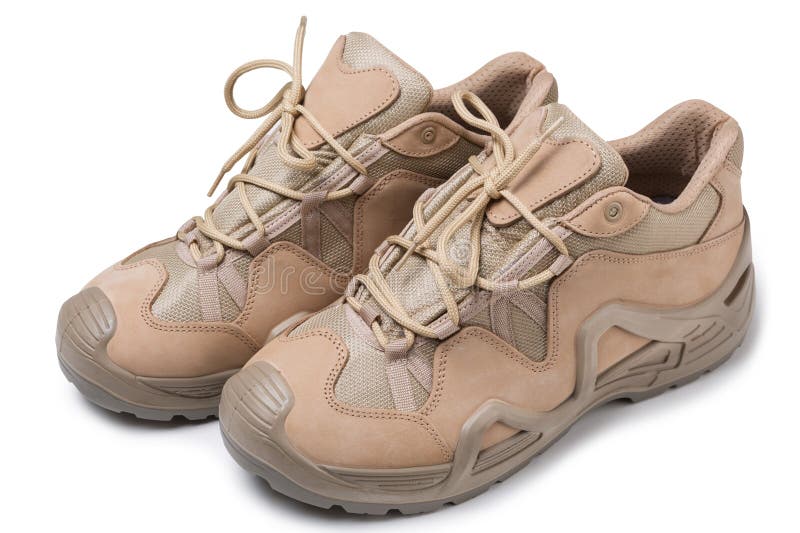 A Pair of Army Tactical Boots in Coyote Color, on a White Background ...