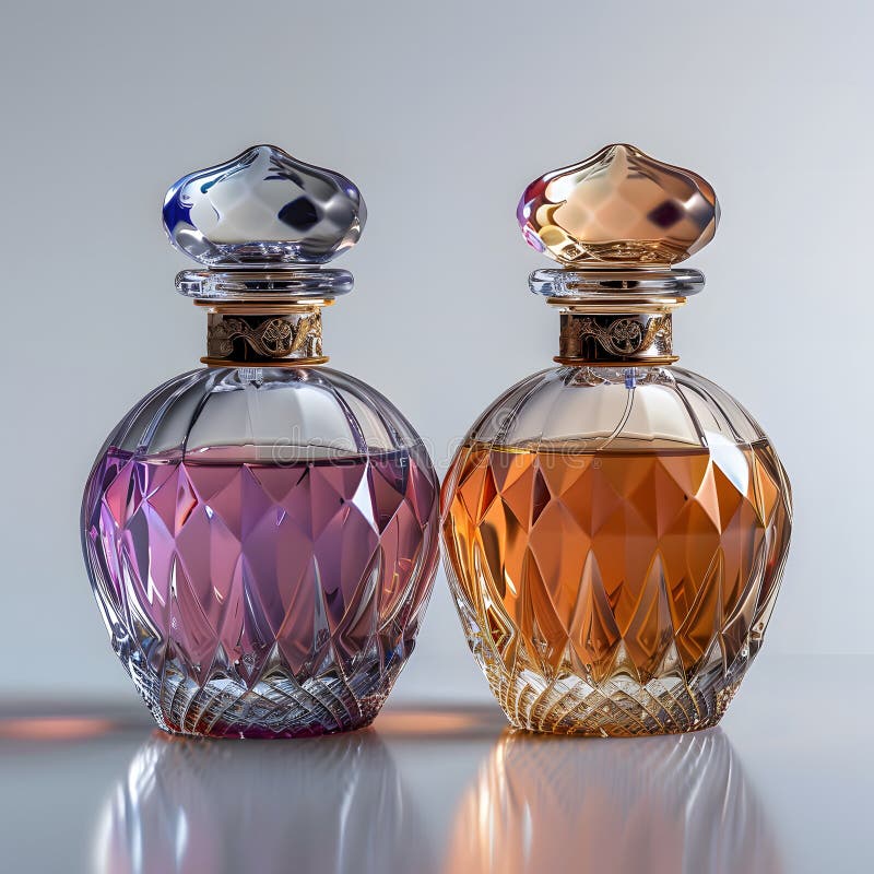 Pair of Artistic Luxury: Unique Perfume Bottles Stock Illustration ...