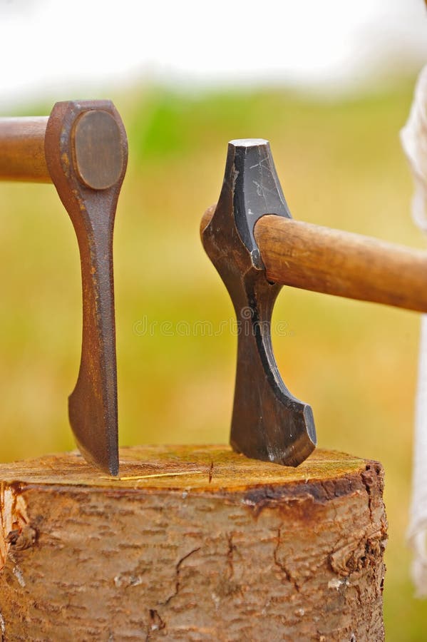 Pair of axe heads stock image. Image of sharp, tool, steel - 20759405