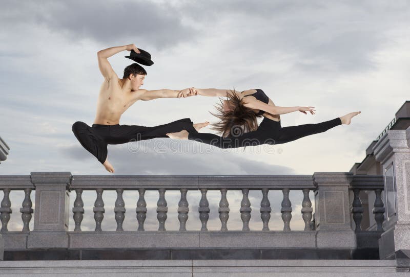 Pair Ballet Dancer Series on Sky Stock Image - Image of pair ...