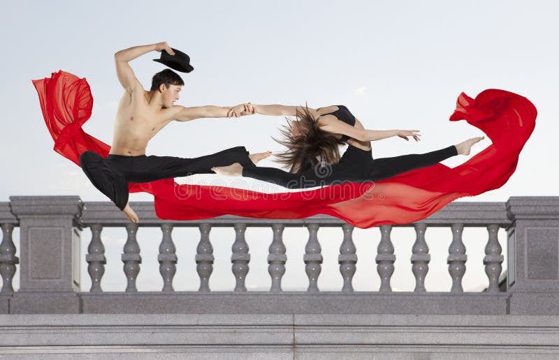 Pair Ballet Dancer Series on Sky Stock Image - Image of balance, active ...