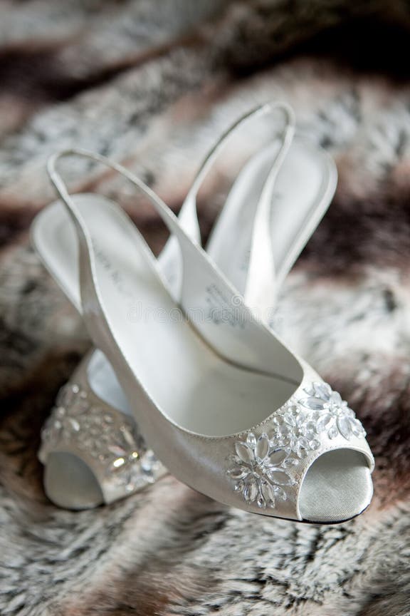 Pair of Beautiful White High Heels for a Wedding Stock Image - Image of ...
