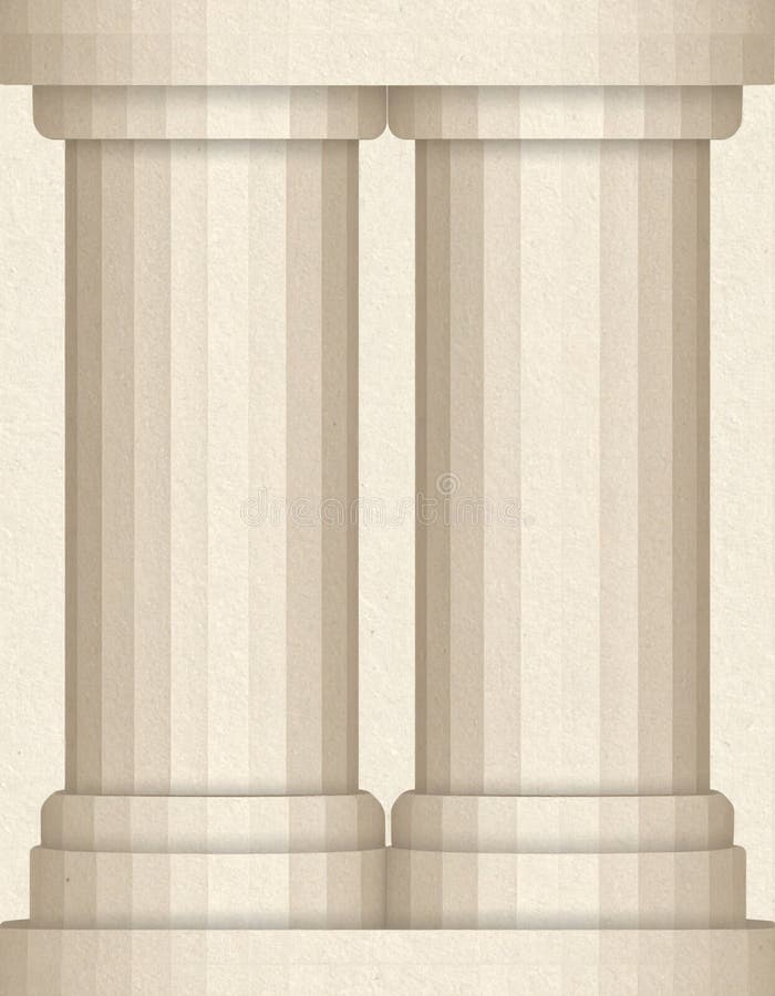 Pair of Beige Stone Columns with Vertical Lines Stock Illustration ...