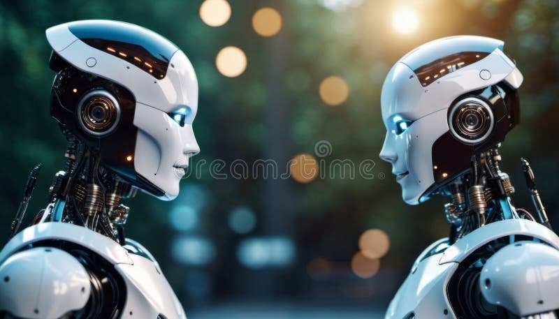 A Pair of Bionic Robots Opposite Each Other. Future Technologies ...