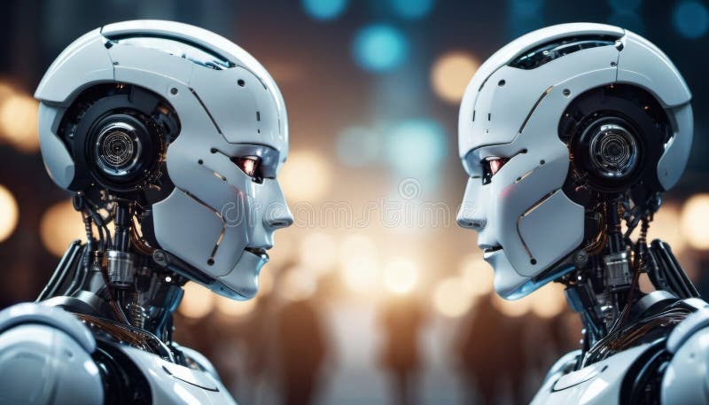 A Pair of Bionic Robots Opposite Each Other. Future Technologies ...